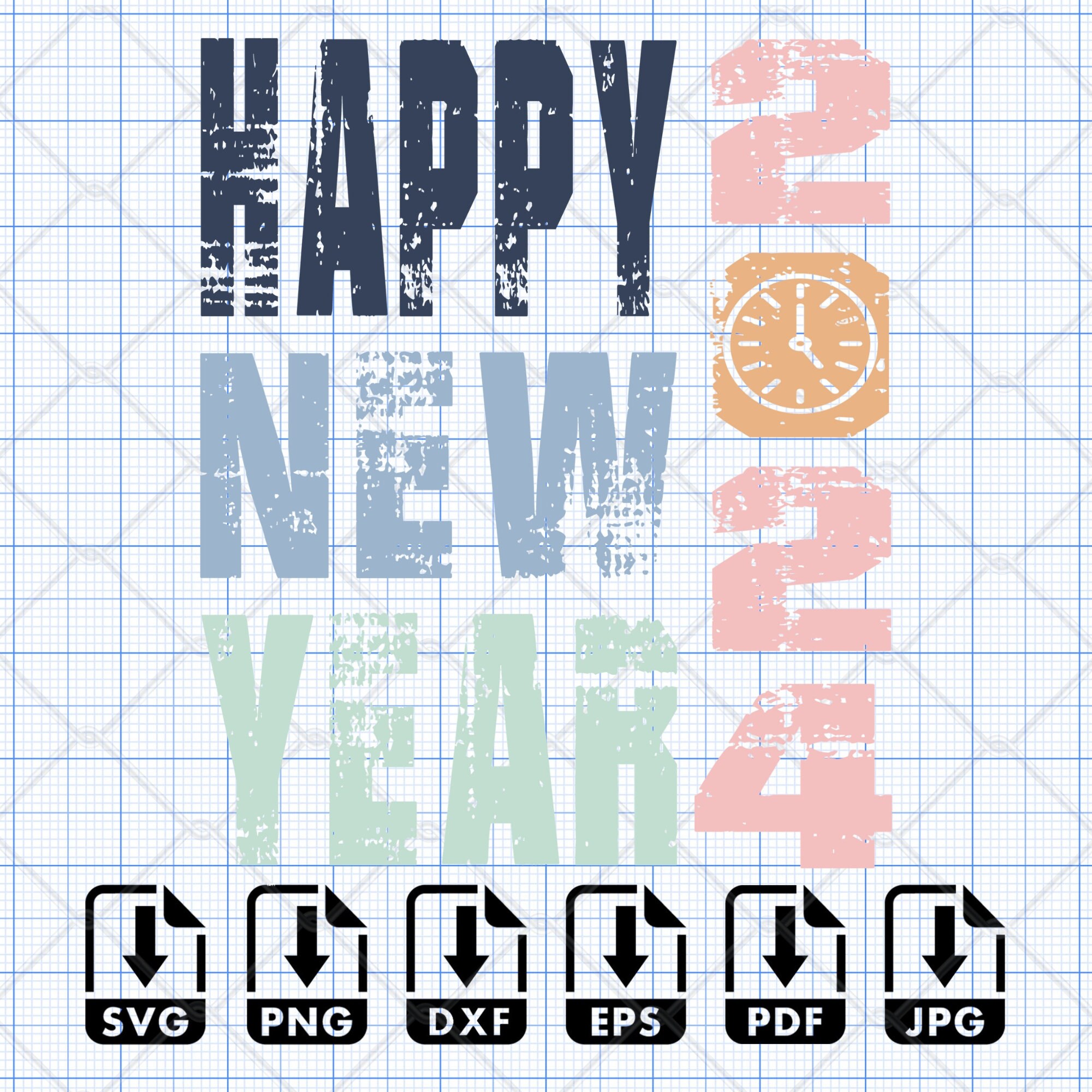 Happy New Year 2024 PNG Sublimation Digital Design Download-png, Simple New Year Png - Etsy