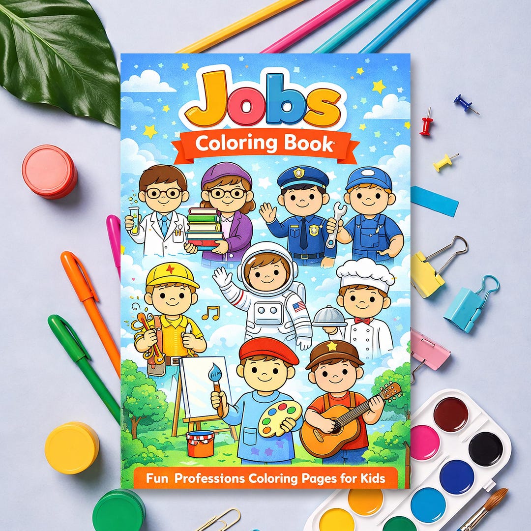 Jobs Coloring Book for Kids, Professions Activity, Preschool Learning ...