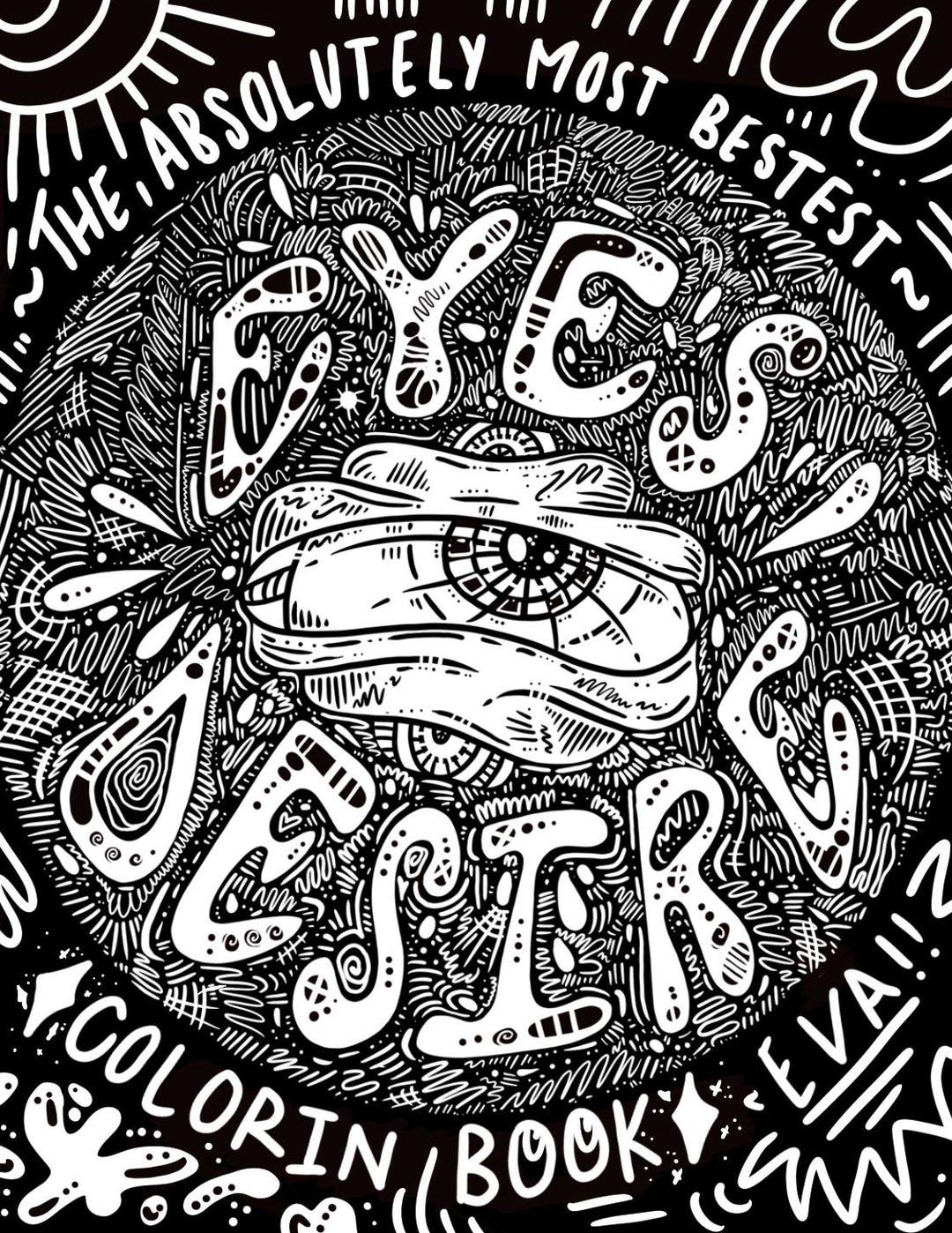Trippy Hand-drawn Coloring Book – Mushrooms, Eyes & Doodles | Wax-bound ...