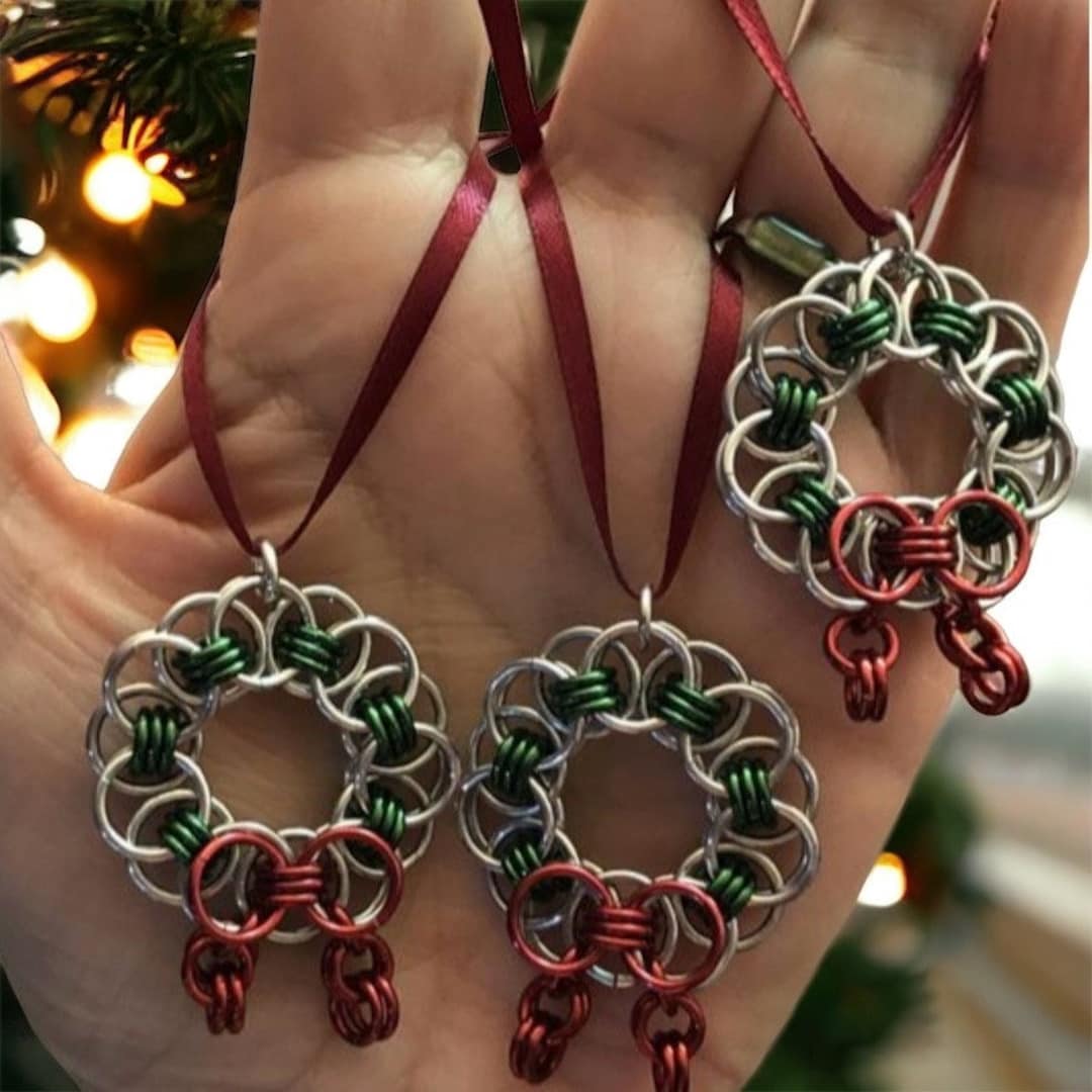 Holidaystuffbyc - Handmade Helm Weave Chainmaille Wreath Ornaments - Etsy