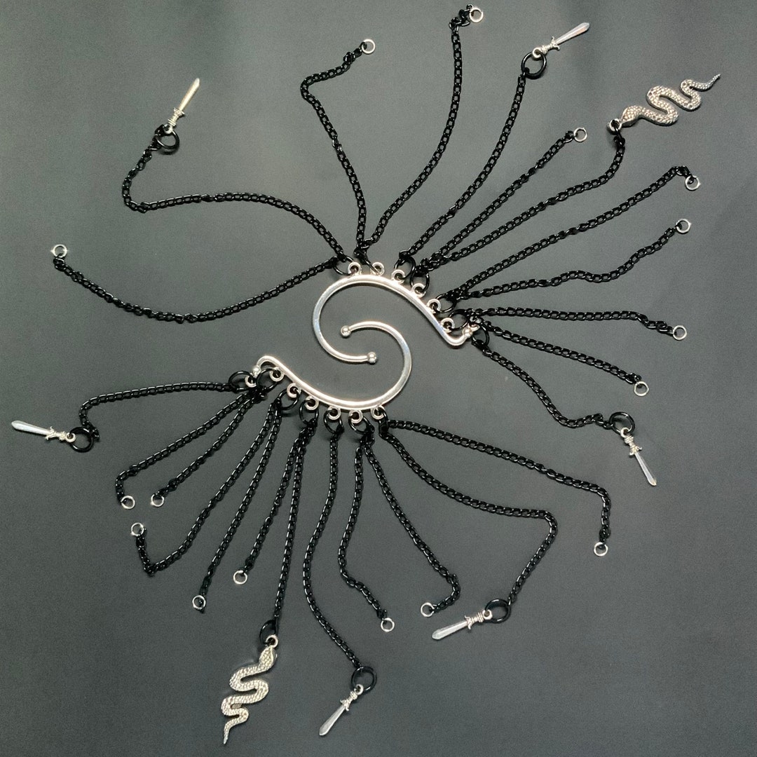 Snakesonaplane Collection Black Snakes and Daggers Ear Cuffs, No Piercing Required, Statement ...