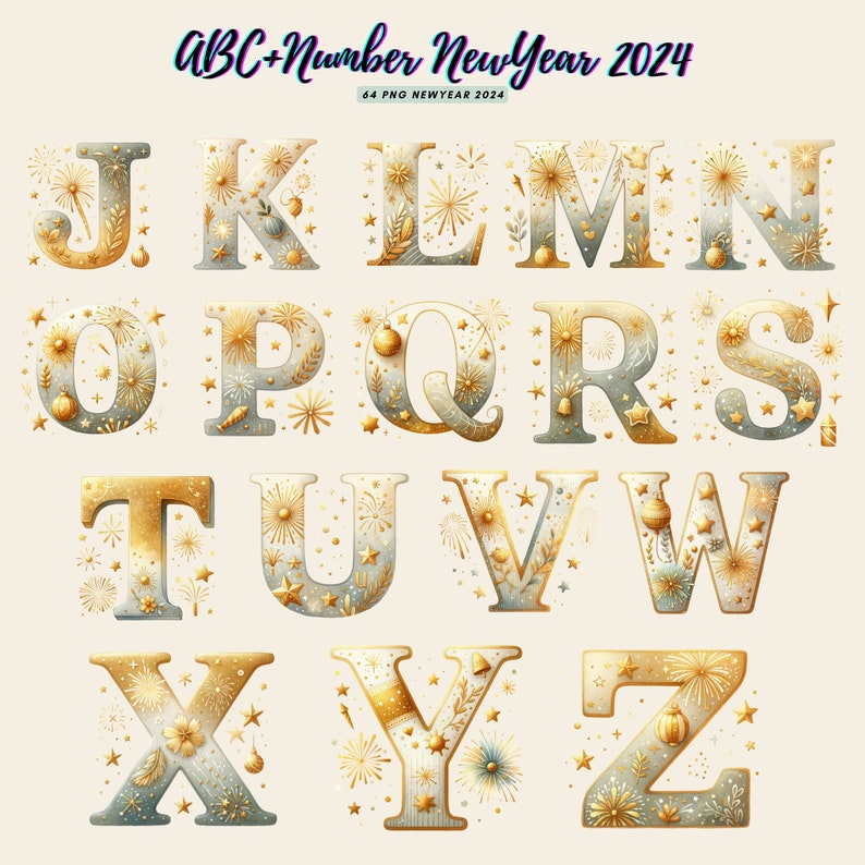 Newyear Nursery Alphabet, Newyear Nursery Letters, Newyear, 26 Newyear ...