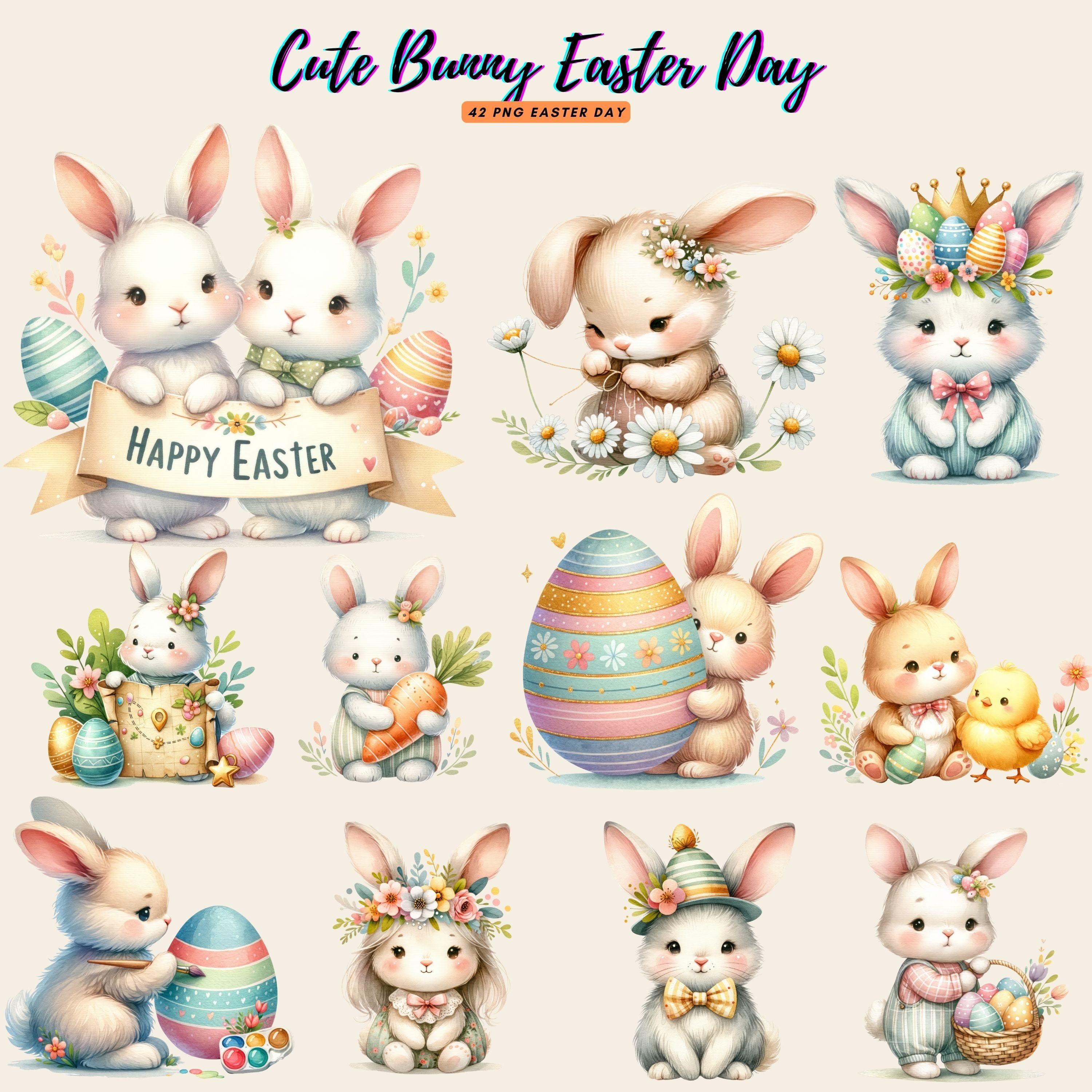 Easter Day Clipart, Easter Day Watercolor Clipart, Easter Day ...