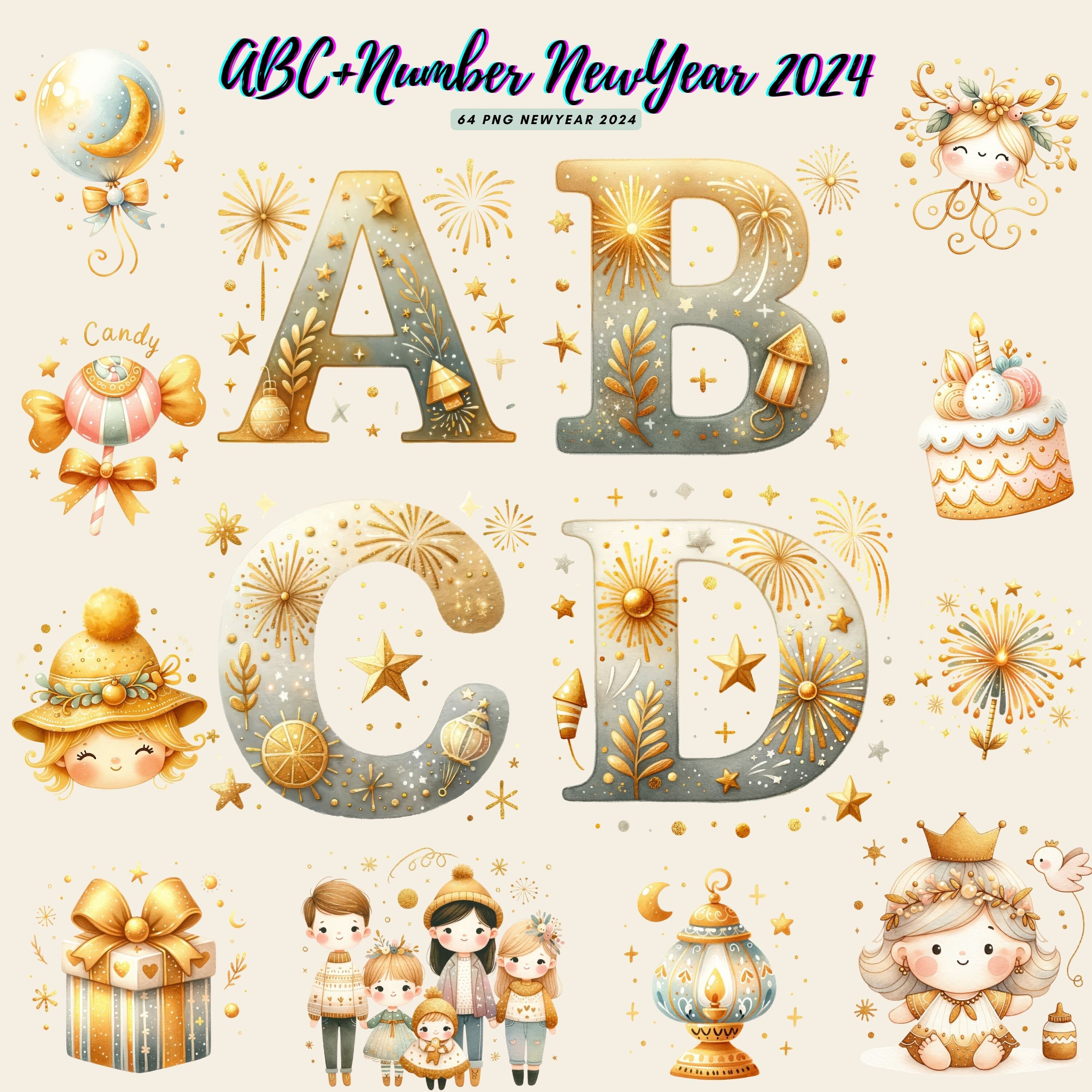 Newyear Nursery Alphabet, Newyear Nursery Letters, Newyear, 26 Newyear ...
