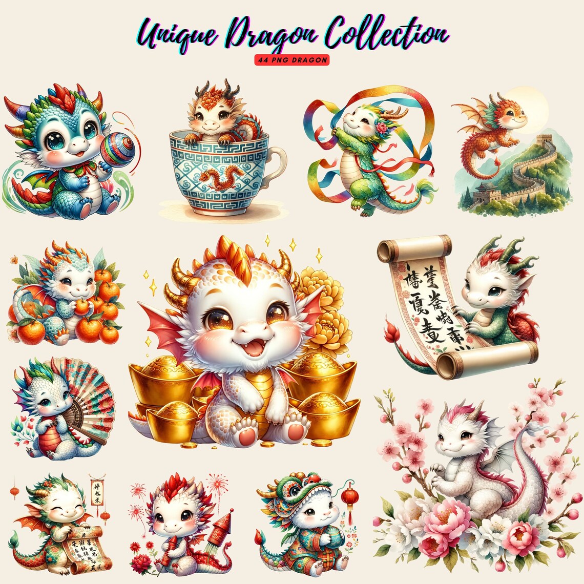 40+ Unique Dragon Collection, 2024 Cute Dragon Clipart, Chinese New ...