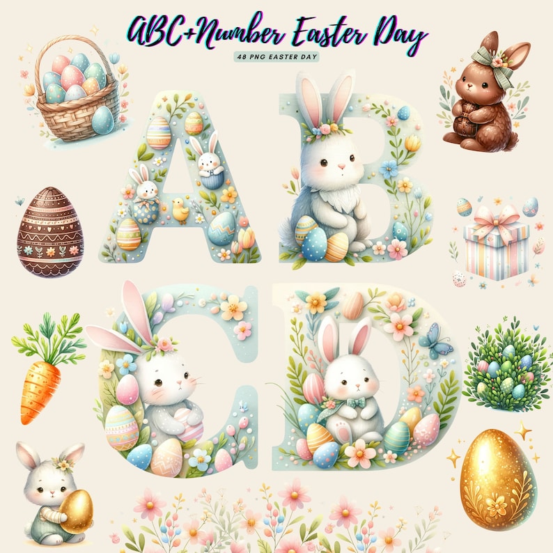 Easter Day Nursery Alphabet, Easter Day Nursery Letters, Easter Day, 26 ...