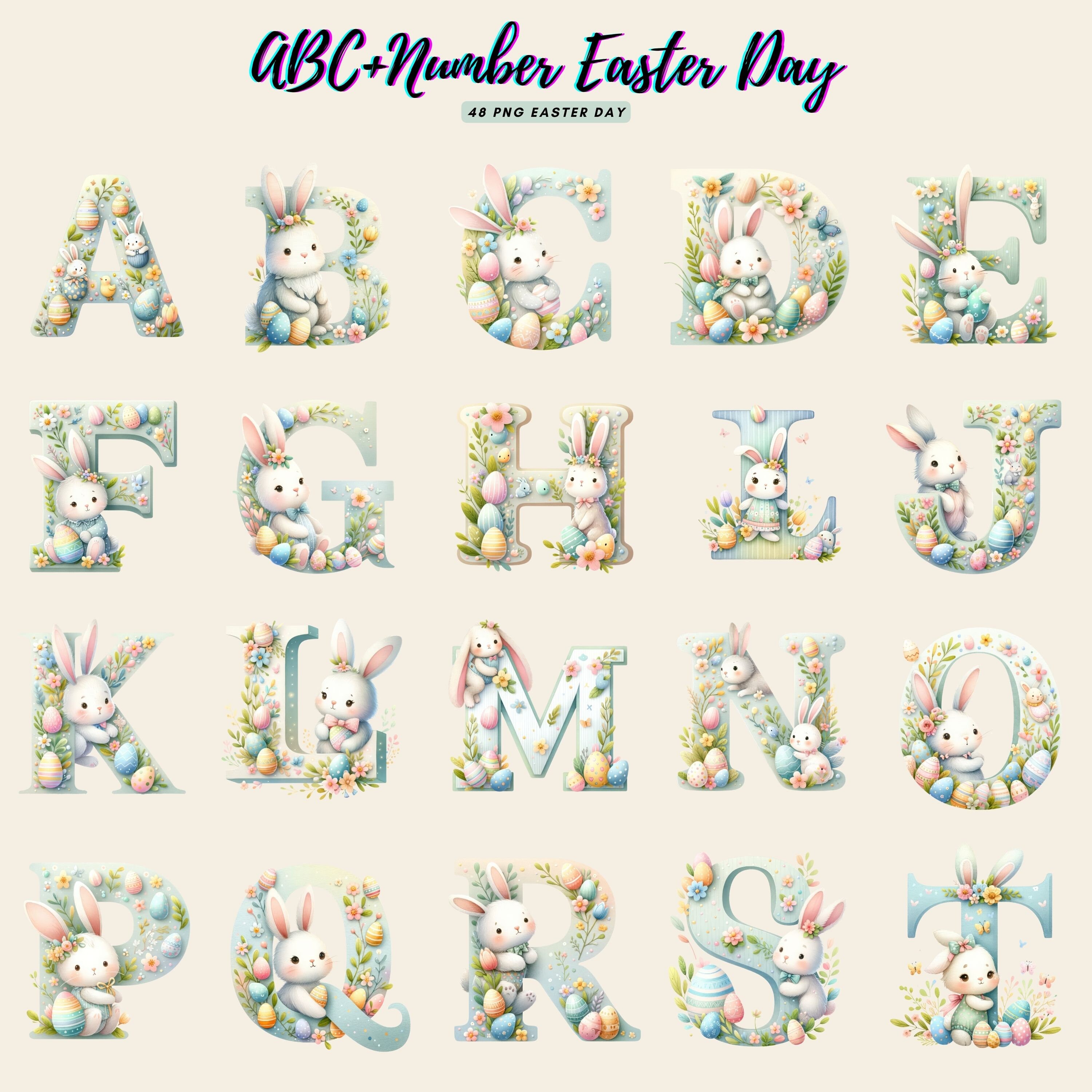 Easter Day Nursery Alphabet, Easter Day Nursery Letters, Easter Day, 26 ...