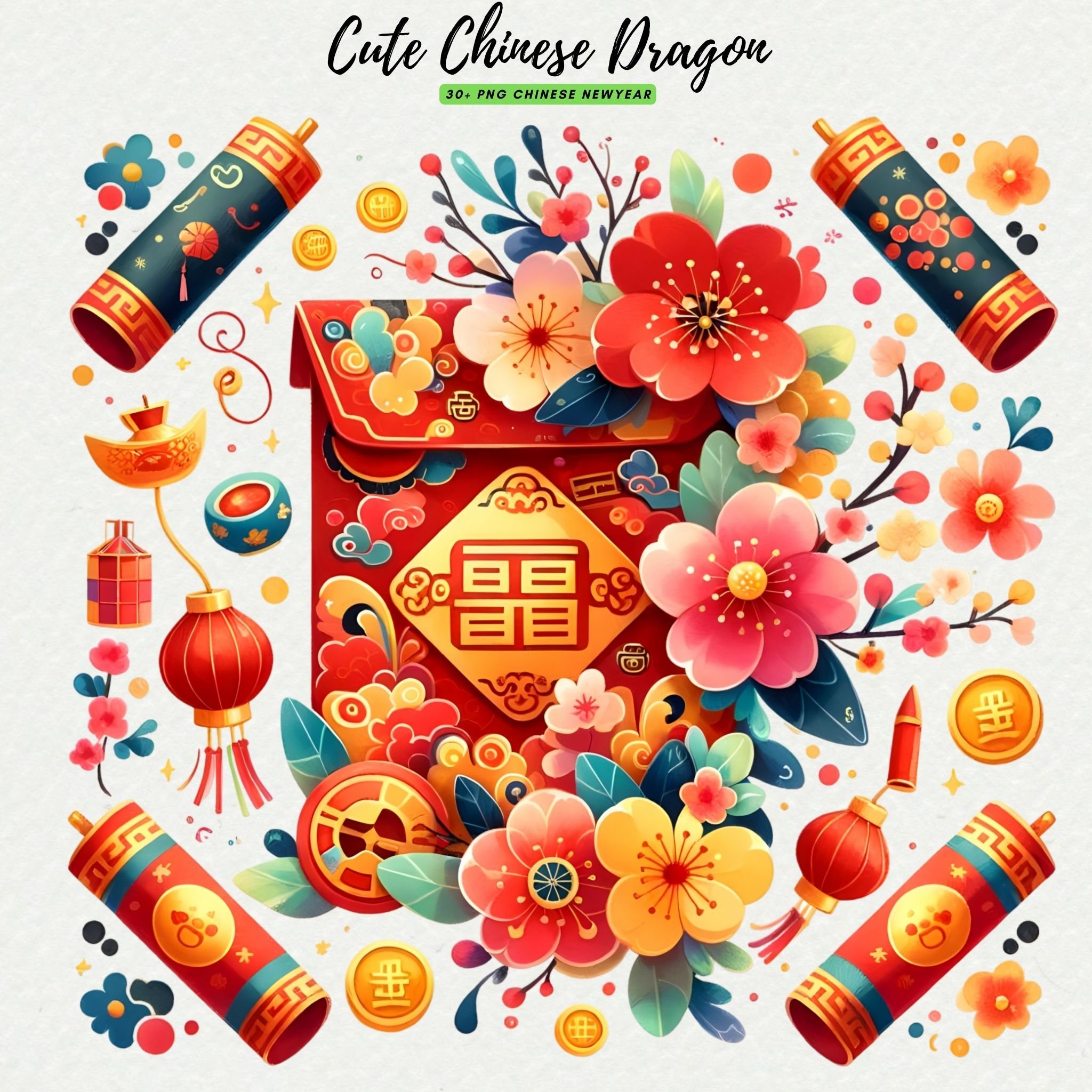 2024 Cute Dragon Clipart, Chinese New Year Watercolor Clipart, Baby ...