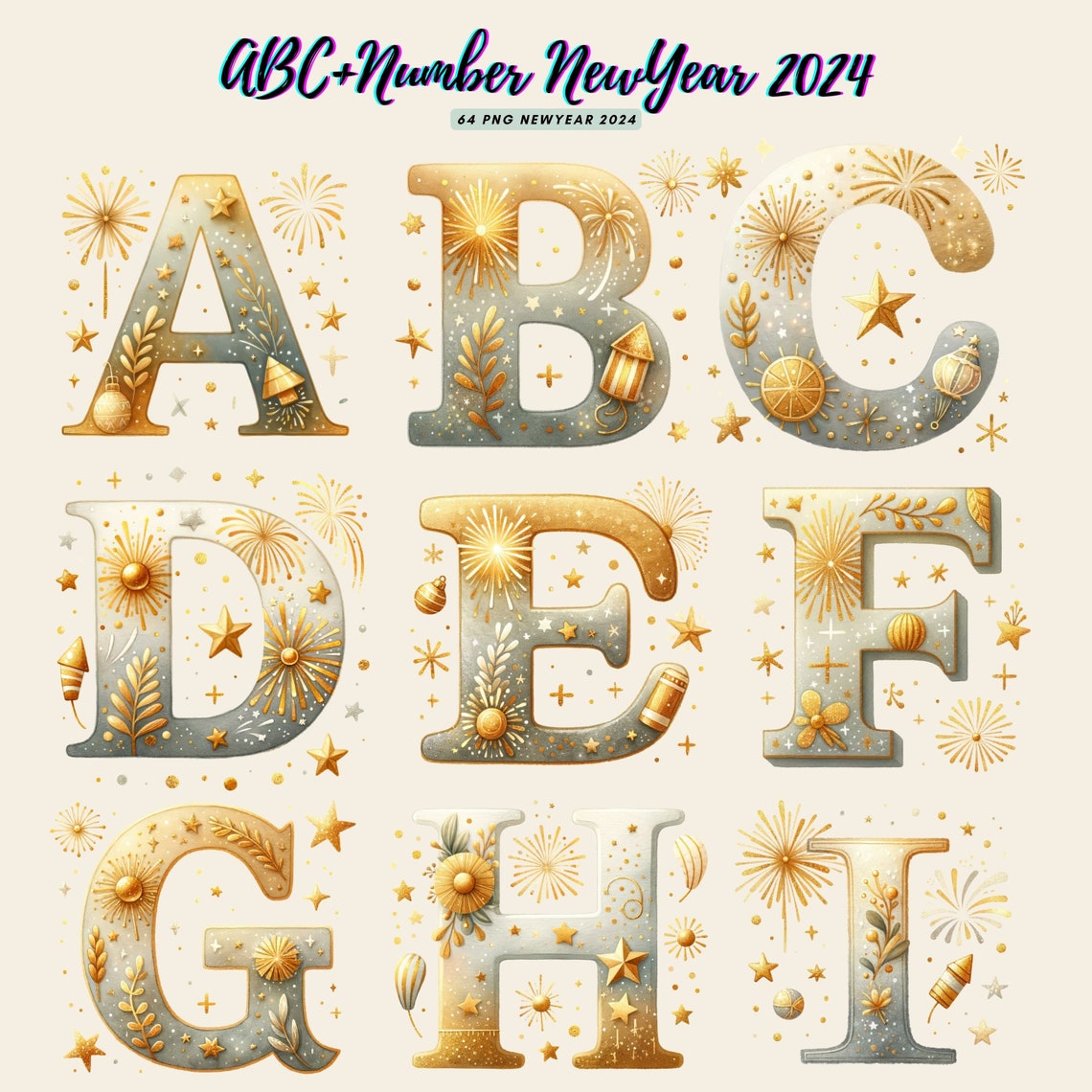 Newyear Nursery Alphabet, Newyear Nursery Letters, Newyear, 26 Newyear ...