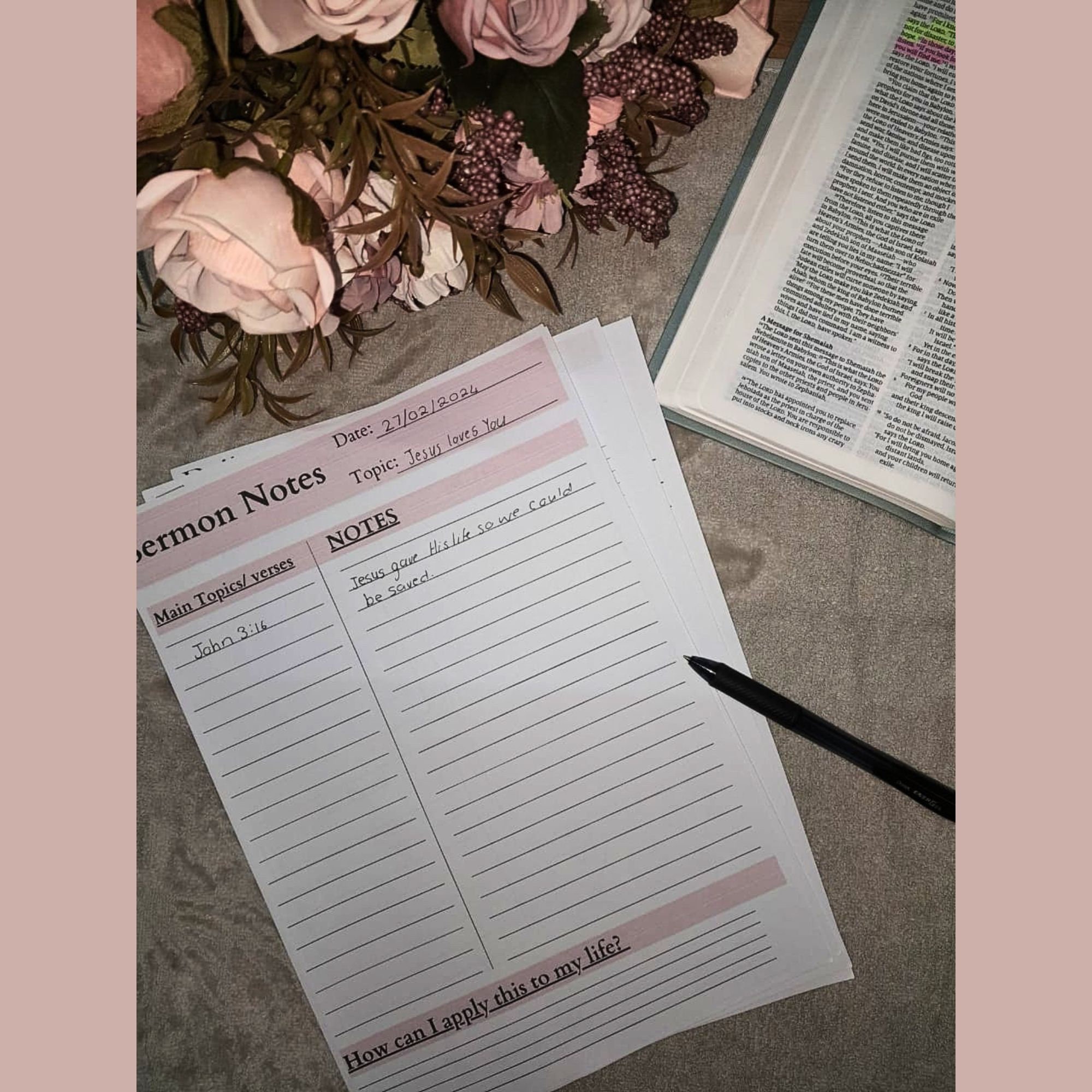 Printable Sermon Notes Church Christian Notes A4 Printable Women Study ...
