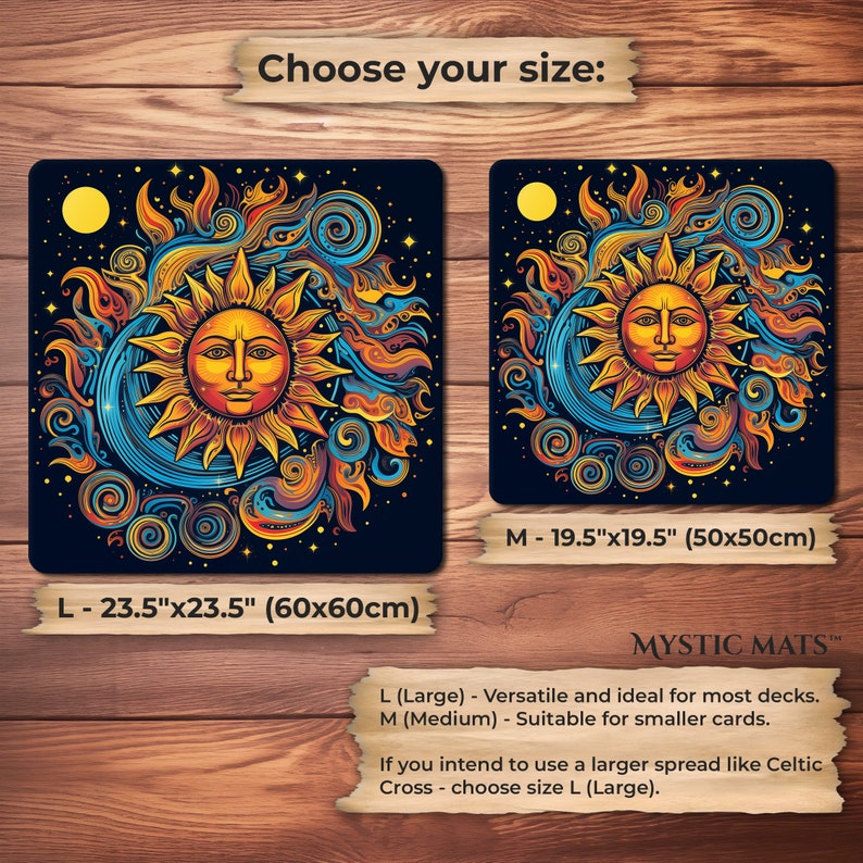Sun Tarot Cloth, Tarot Reading Cloth, Oracle Mat, Altar Cloth, Dark ...