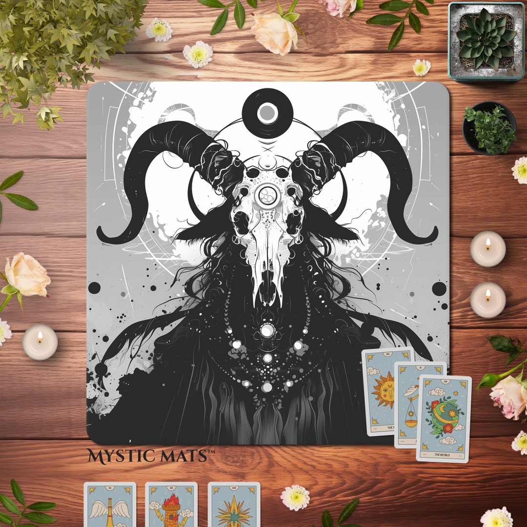 Baphomet Non-slip Tarot Reading Cloth, Sabatic Goat Card Mat, Satan ...