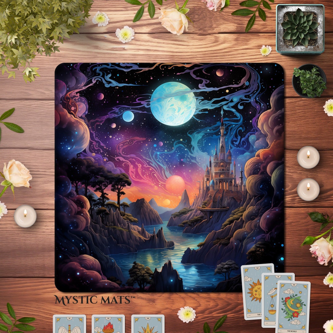 Fantasy Castle Non-slip Tarot Reading Cloth, Gothic Oracle Lenormand ...