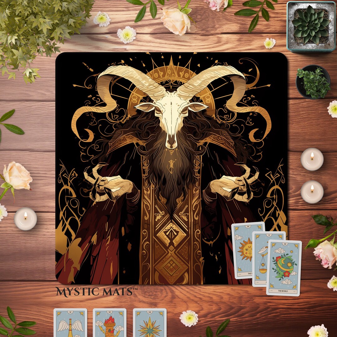 Devil Non-slip Tarot Reading Cloth, Sabatic Goat Card Mat, Baphomet ...