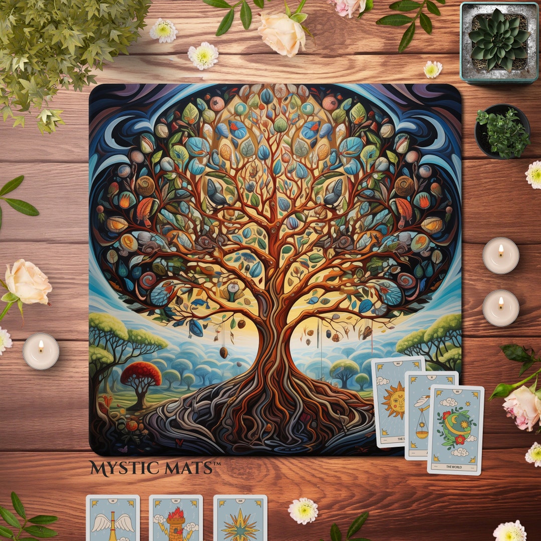New Age Tree of Life Tarot Reading Cloth, Witchy Gothic Wicca Oracle ...
