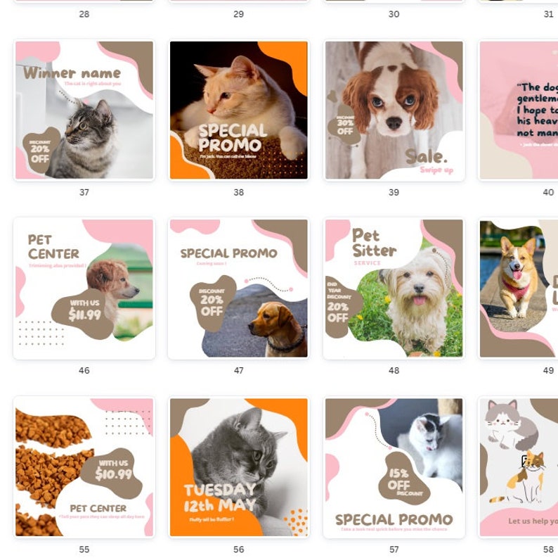 70 Pet Cute Post Templates | Pet Templates Canva | Instagram Templates ...
