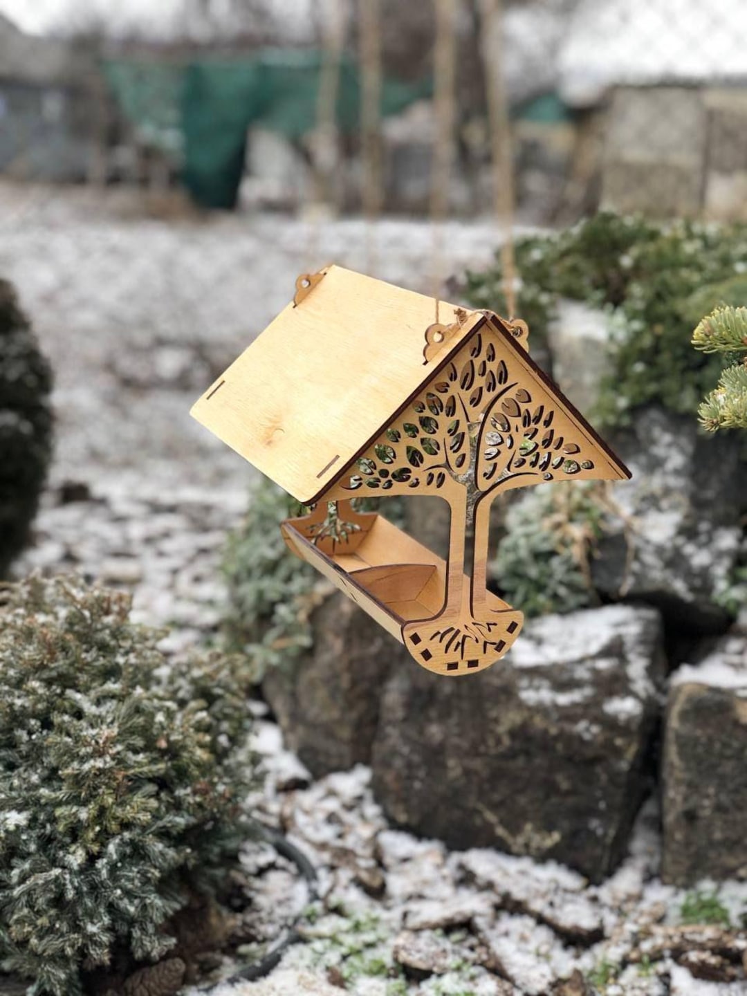 Laser Cut Svg File Wooden Bird Feeder Birdhouse Dxf Cnc Vector Pattern ...