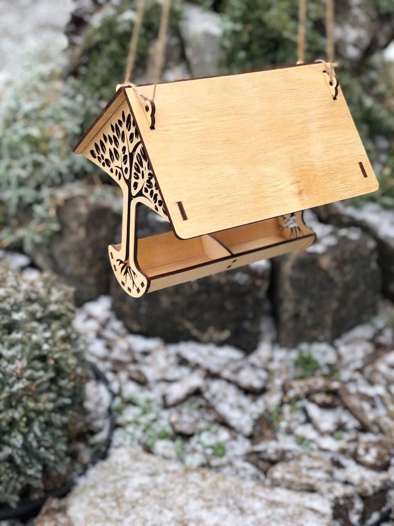 Laser Cut Svg File Wooden Bird Feeder Birdhouse Dxf Cnc Vector Pattern ...