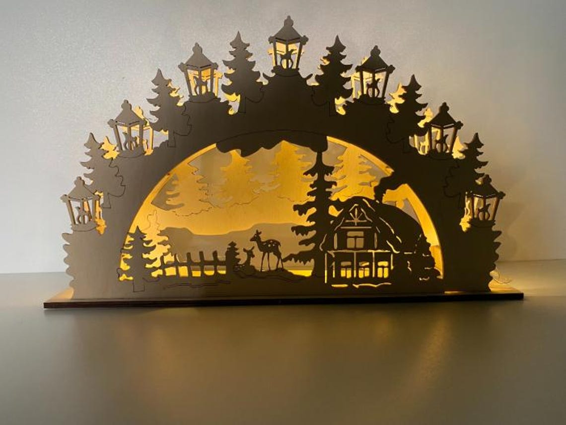 Scene Christmas Lantern Laser Cut Lamp Christmas Decor Svg Dxf Winter ...