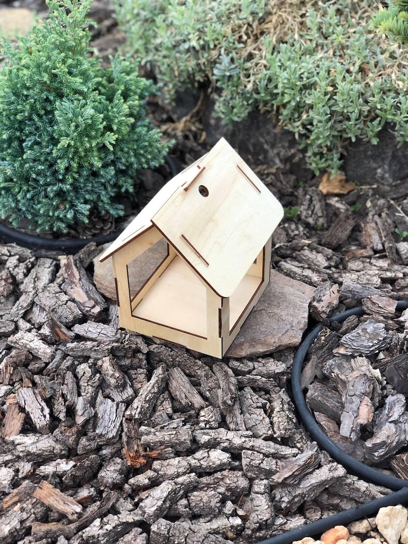 Laser Cut Svg File Wooden Bird Feeder Birdhouse Dxf Cnc Vector Pattern ...