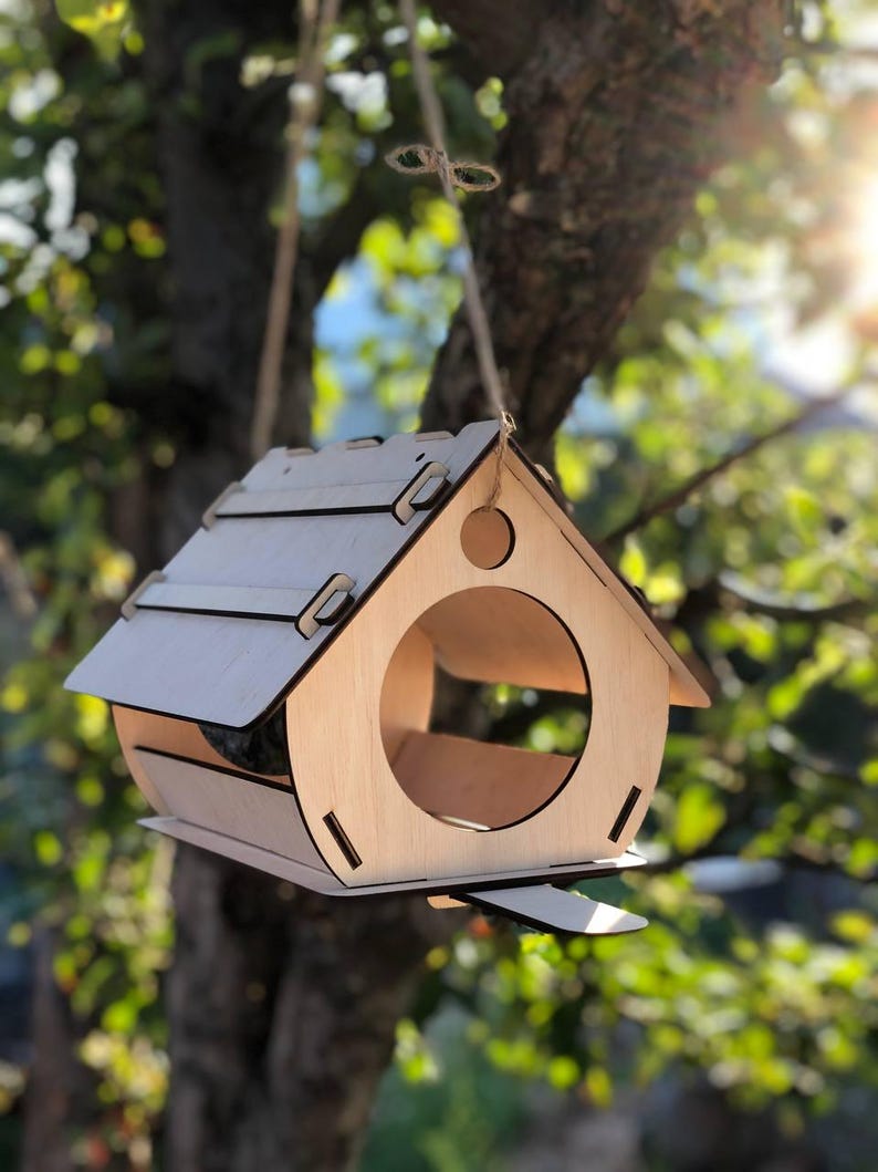 Laser Cut Svg File Wooden Bird Feeder Birdhouse Dxf Cnc Vector Pattern ...
