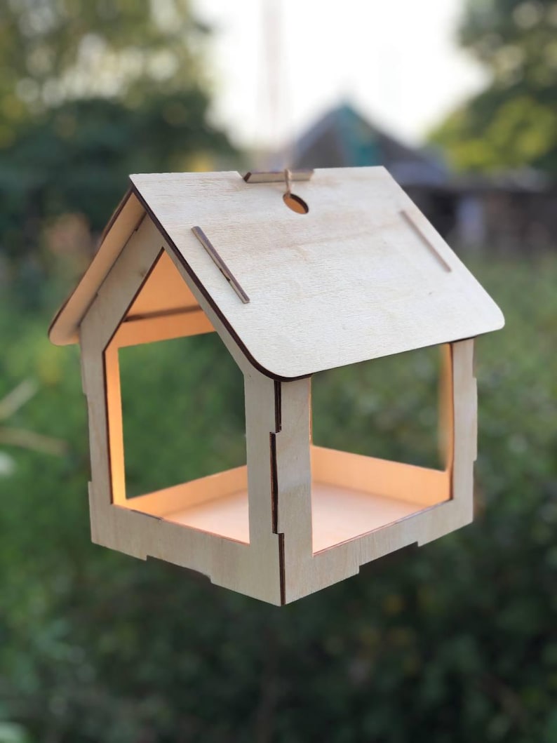 Laser Cut Svg File Wooden Bird Feeder Birdhouse Dxf Cnc Vector Pattern ...