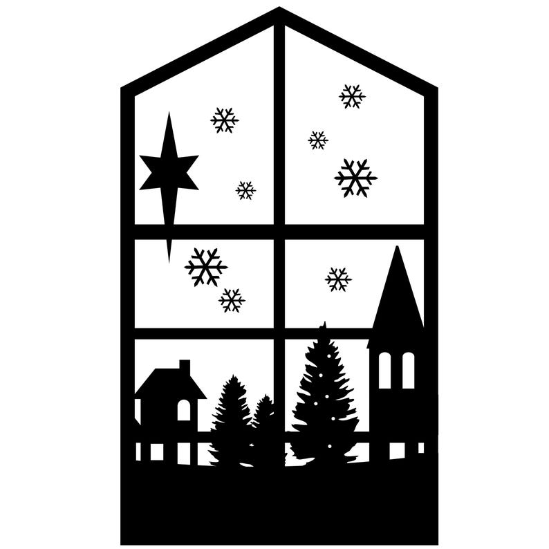 Christmas Window Scene SVG Laser Cut Files Christmas Scene Silhouette ...