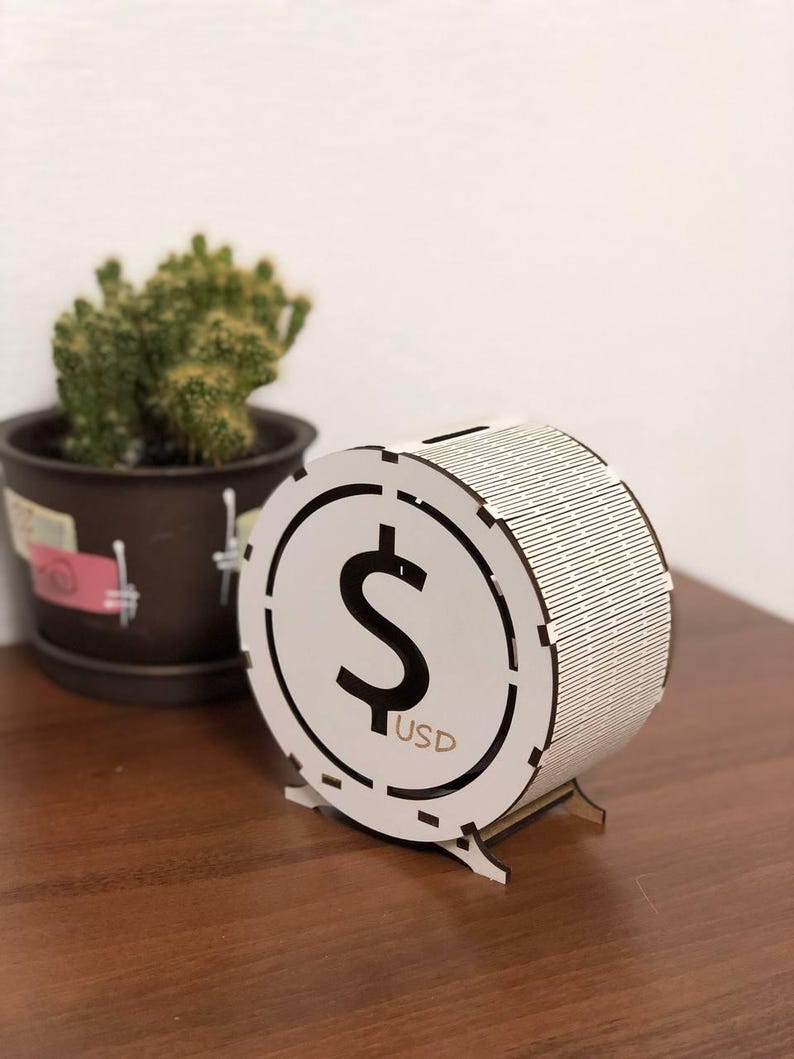 Coin Bank Laser Cut File SVG Money Box "usd" Piggy Bank Laser Cut Files ...