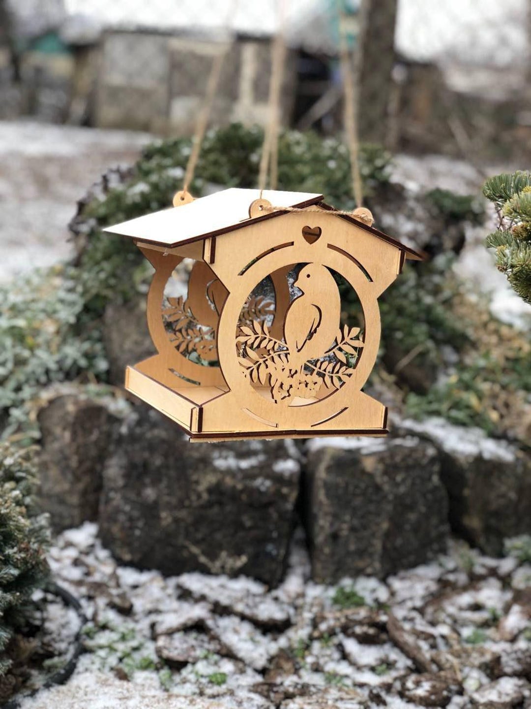 Laser Cut Svg File Wooden Bird Feeder Birdhouse Dxf Cnc Vector Pattern ...