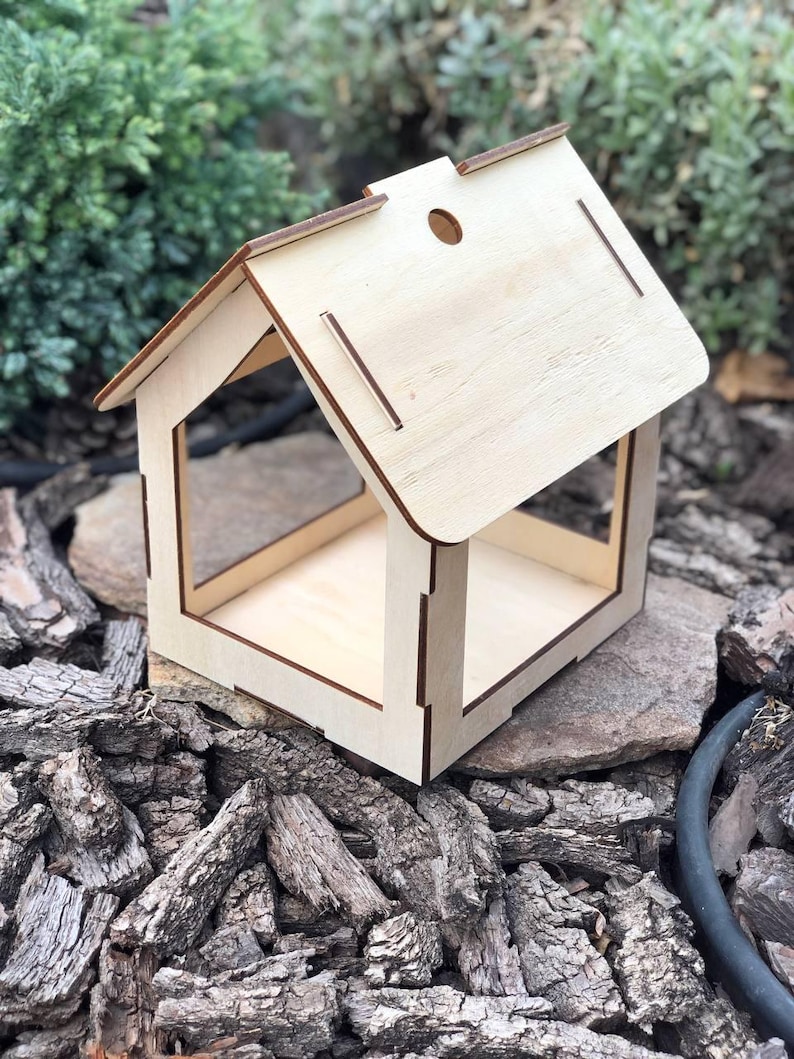Laser Cut Svg File Wooden Bird Feeder Birdhouse Dxf Cnc Vector Pattern ...