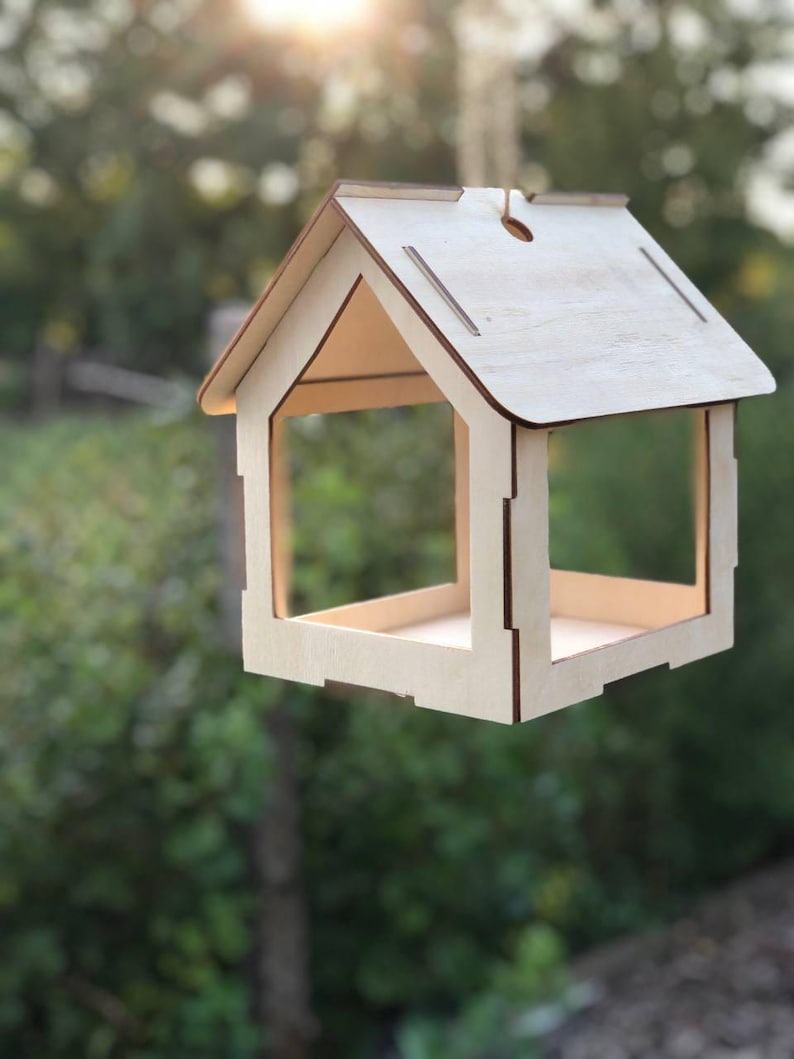 Laser Cut Svg File Wooden Bird Feeder Birdhouse Dxf Cnc Vector Pattern ...