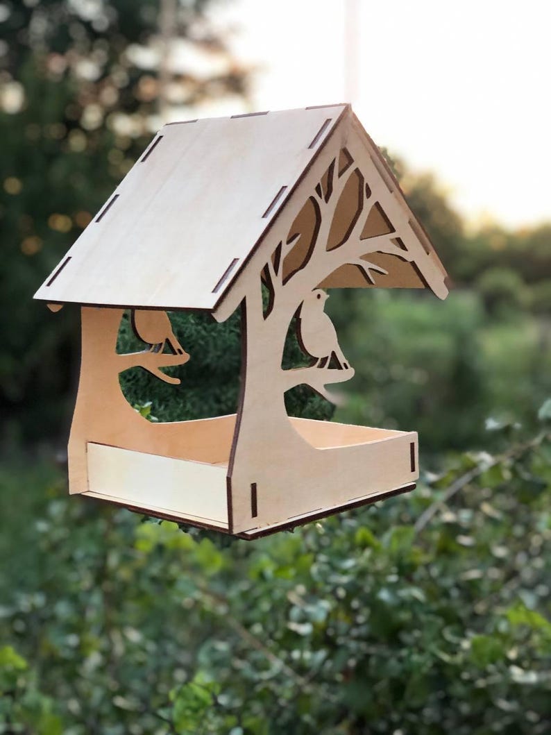 Laser Cut Files Wooden Bird Feeder Birdhouse Dxf Svg Cdr Vector Pattern ...