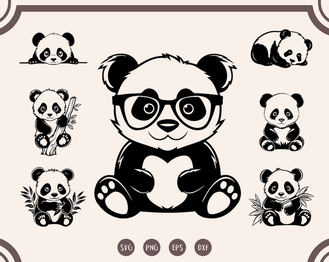 Panda Svg Bundle, Panda Vector Svg, Panda Face Svg, Cute Panda Svg ...