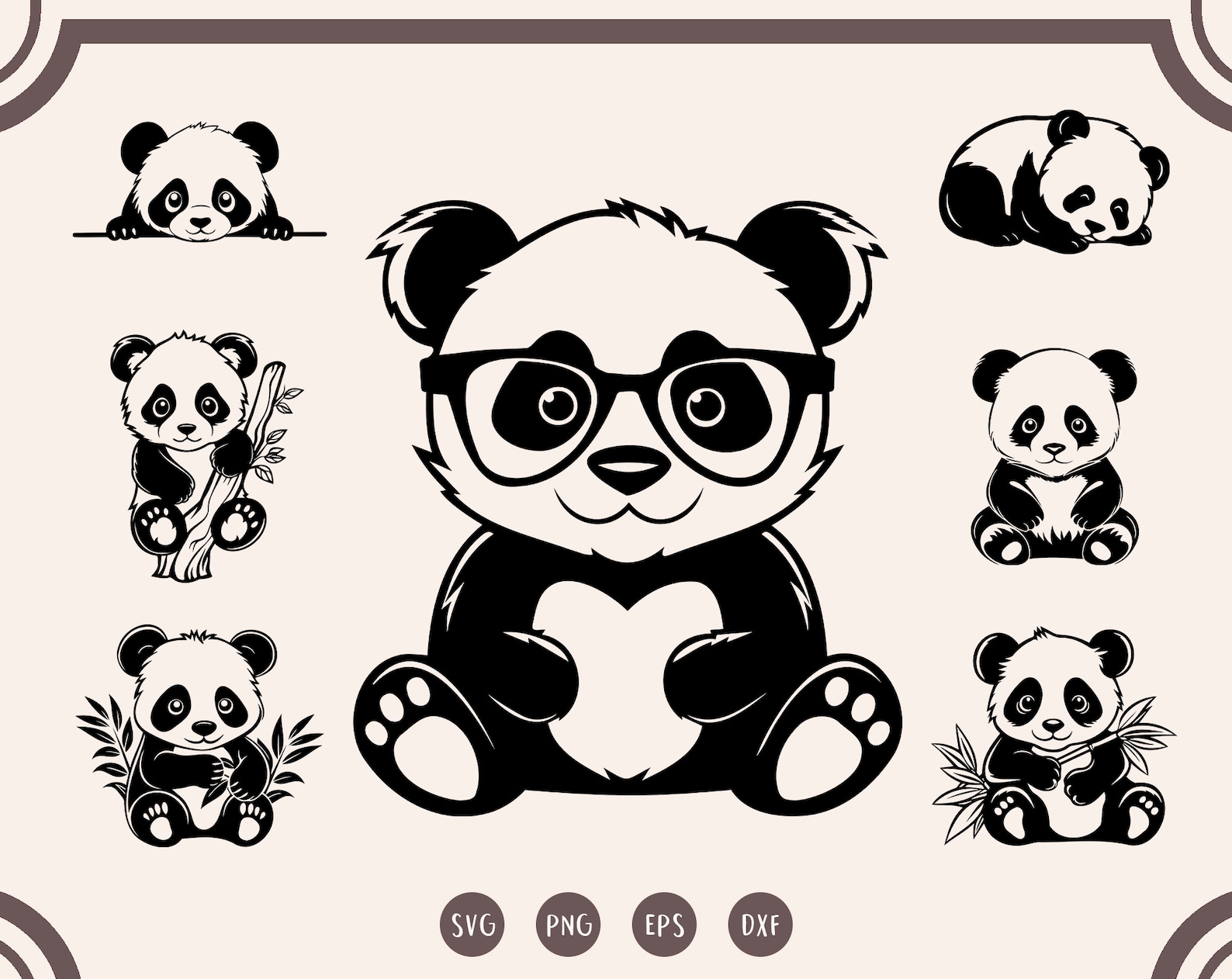 Panda Svg Bundle, Panda Vector Svg, Panda Face Svg, Cute Panda Svg ...