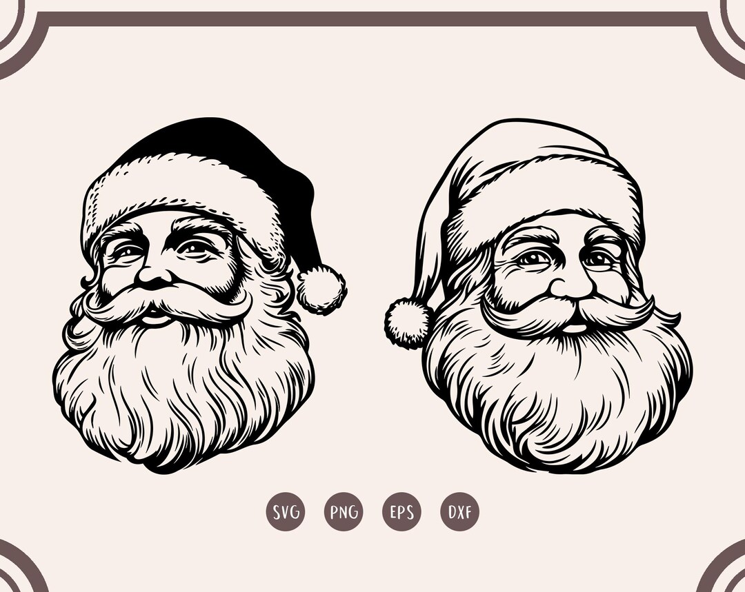 Santa Claus Face SVG Bundle, Christmas Clipart (png, Eps, Dxf) - Etsy