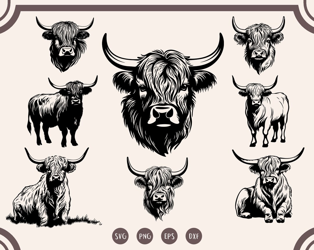 Highland Cow Svg Bundle, Highland Cow Head Svg, Highland Cow Png - Etsy