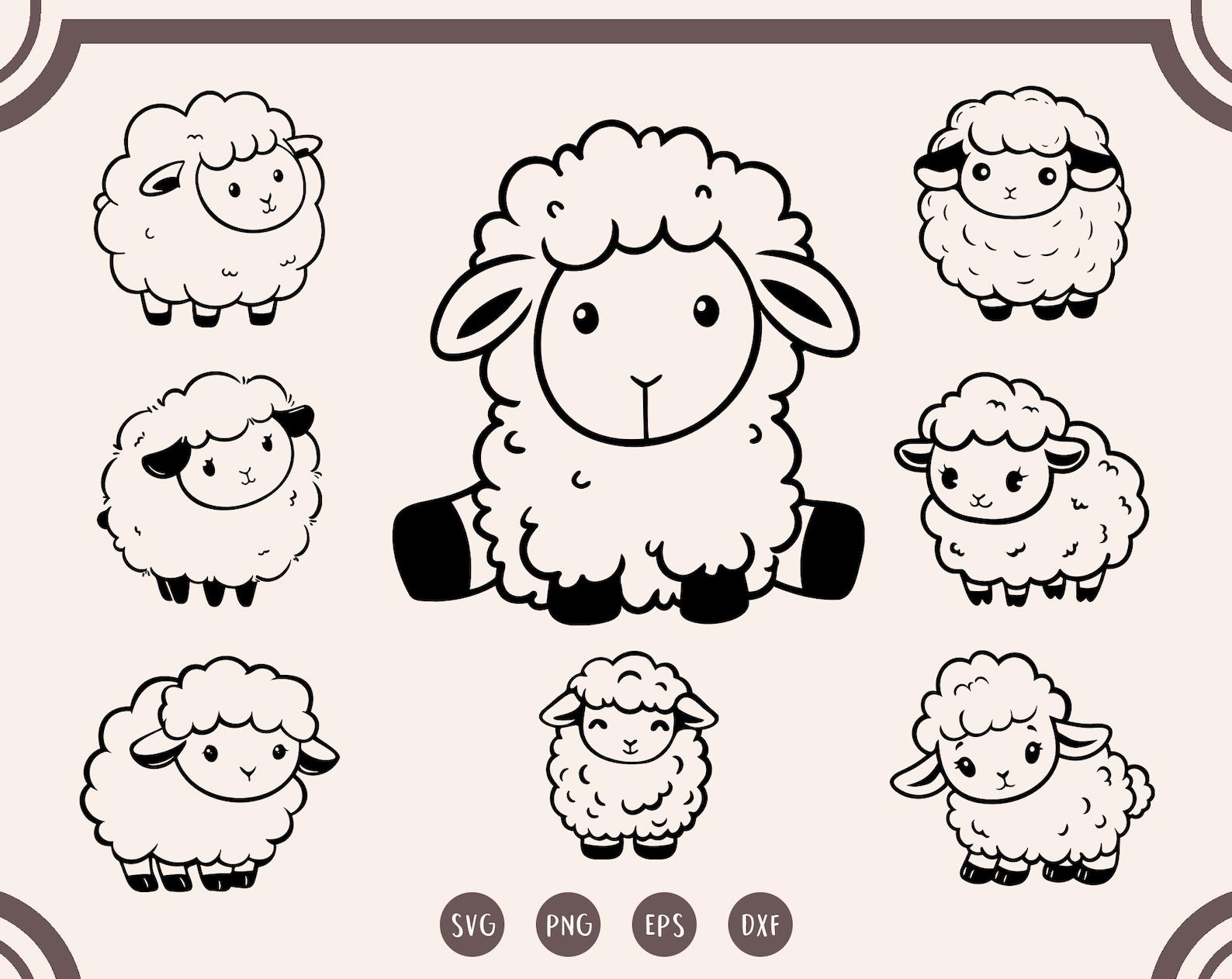 Sheep Svg Bundle, Sheep Line Art, Baby Sheep Svg, Funny Sheep Svg, Png ...