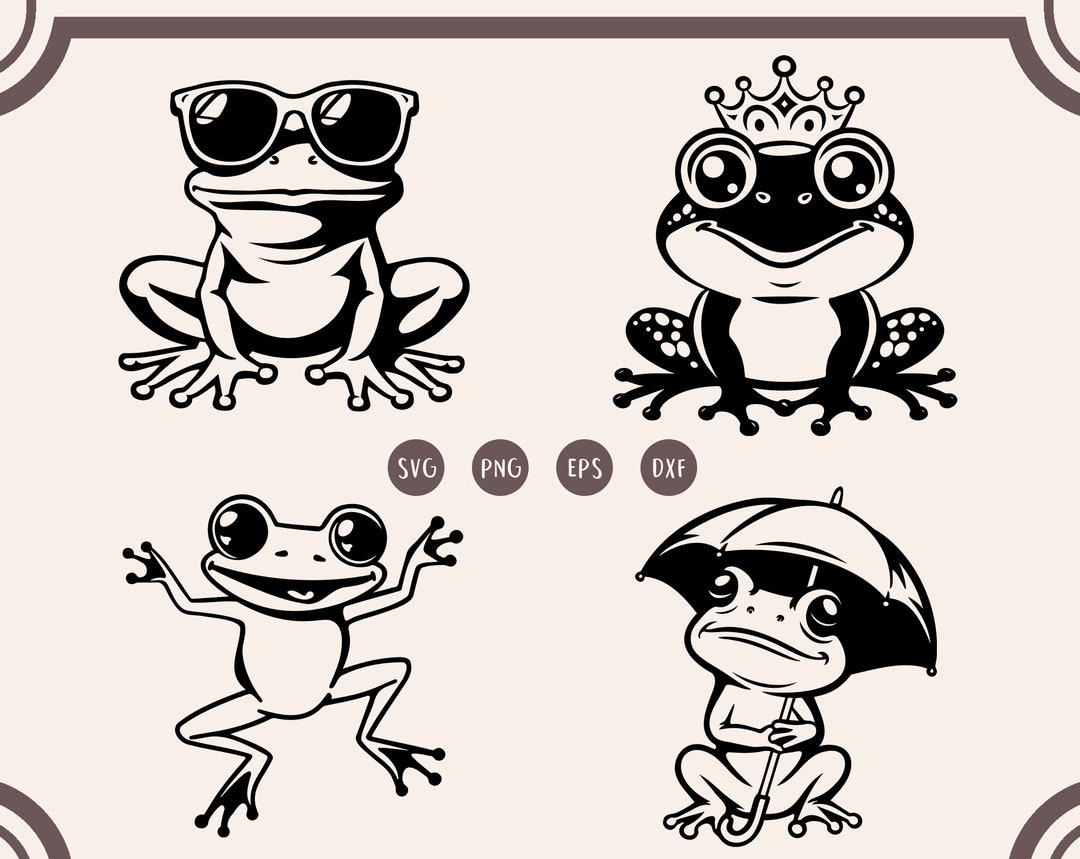 Funny Frog Svg Bundle, Cute Frog Clipart, Frog Svg, Frog With Umbrella ...