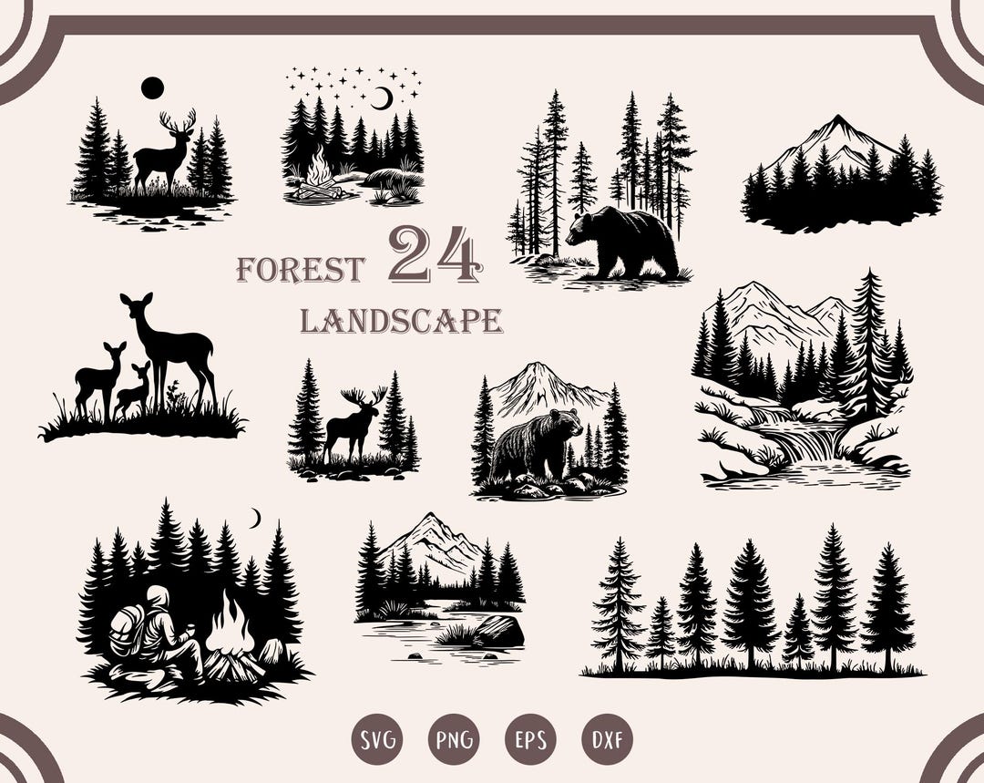 Forest Scene Svg Bundle , Forest Landscape Svg, Forest Scene Svg ...