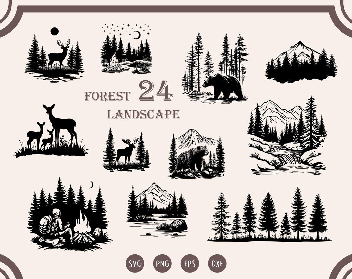 Forest Scene Svg Bundle , Forest Landscape Svg, Forest Scene Svg ...