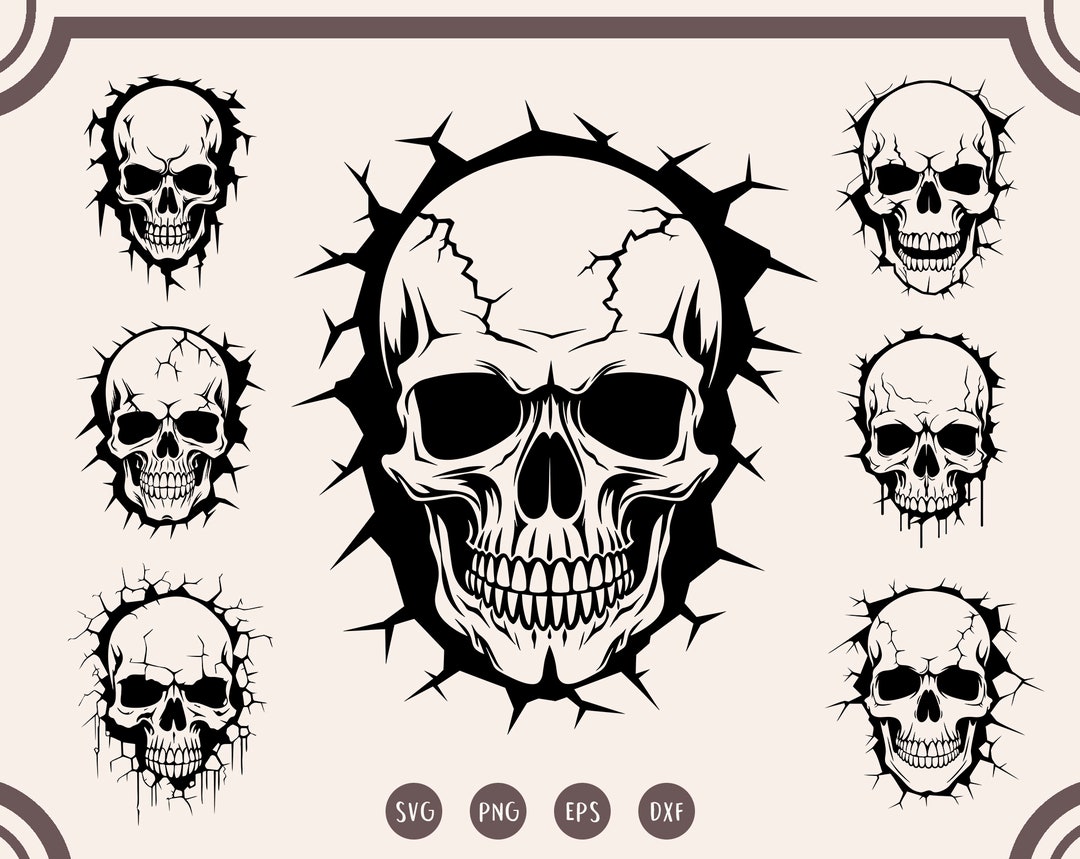 Skull in the Wall Svg Bundle, Skull Svg, Skeleton Coming Out of the ...