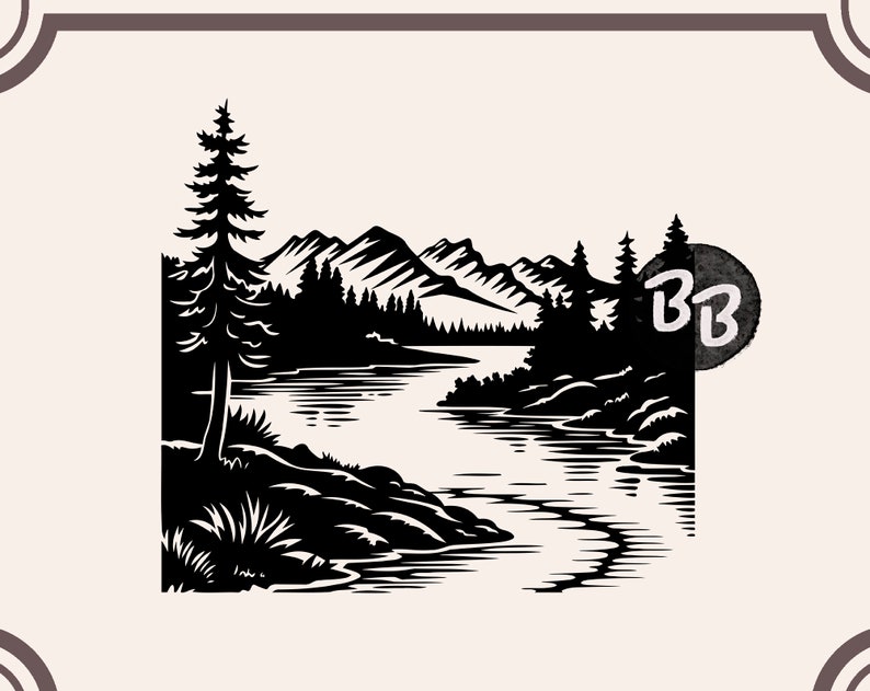 River Scene Svg Bundle, Lake Forest Clipart, River Landscape, River ...