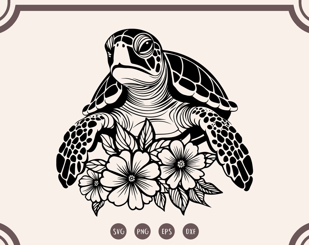 Floral Turtle Svg, Flower Turtle Svg, Turtle Svg , Turtle With Flower ...