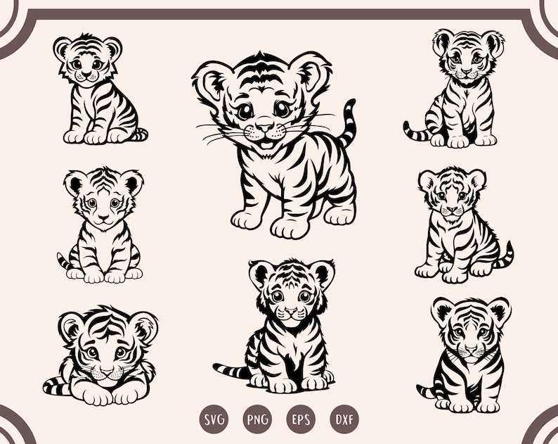 Cute Baby Tiger Svg Bundle, Baby Tiger Svg, Cute Tiger Svg, Png - Etsy