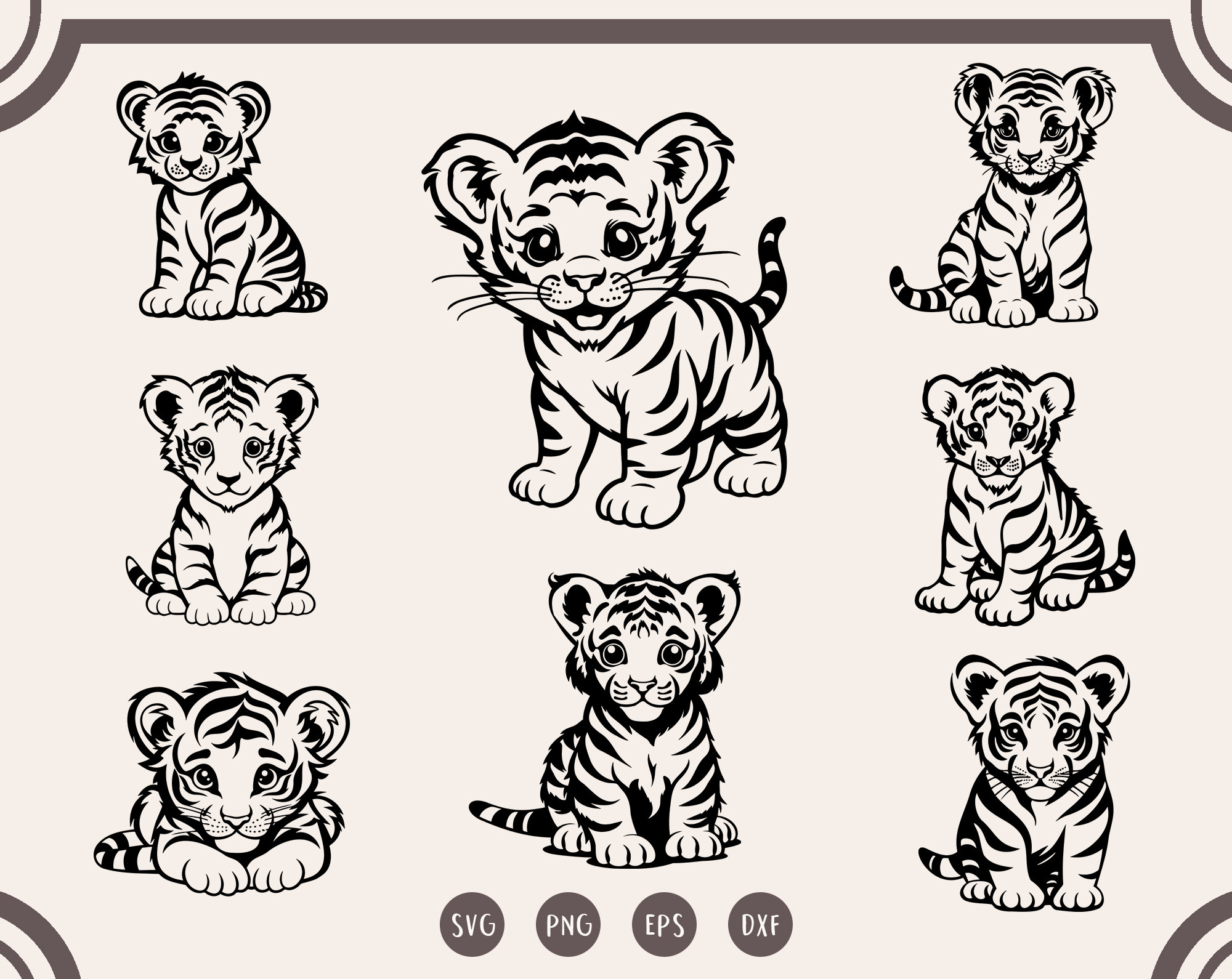 Cute Baby Tiger Svg Bundle, Baby Tiger Svg, Cute Tiger Svg, Png - Etsy