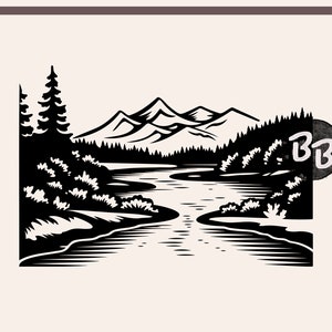 River Scene Svg Bundle, Lake Forest Clipart, River Landscape, River ...