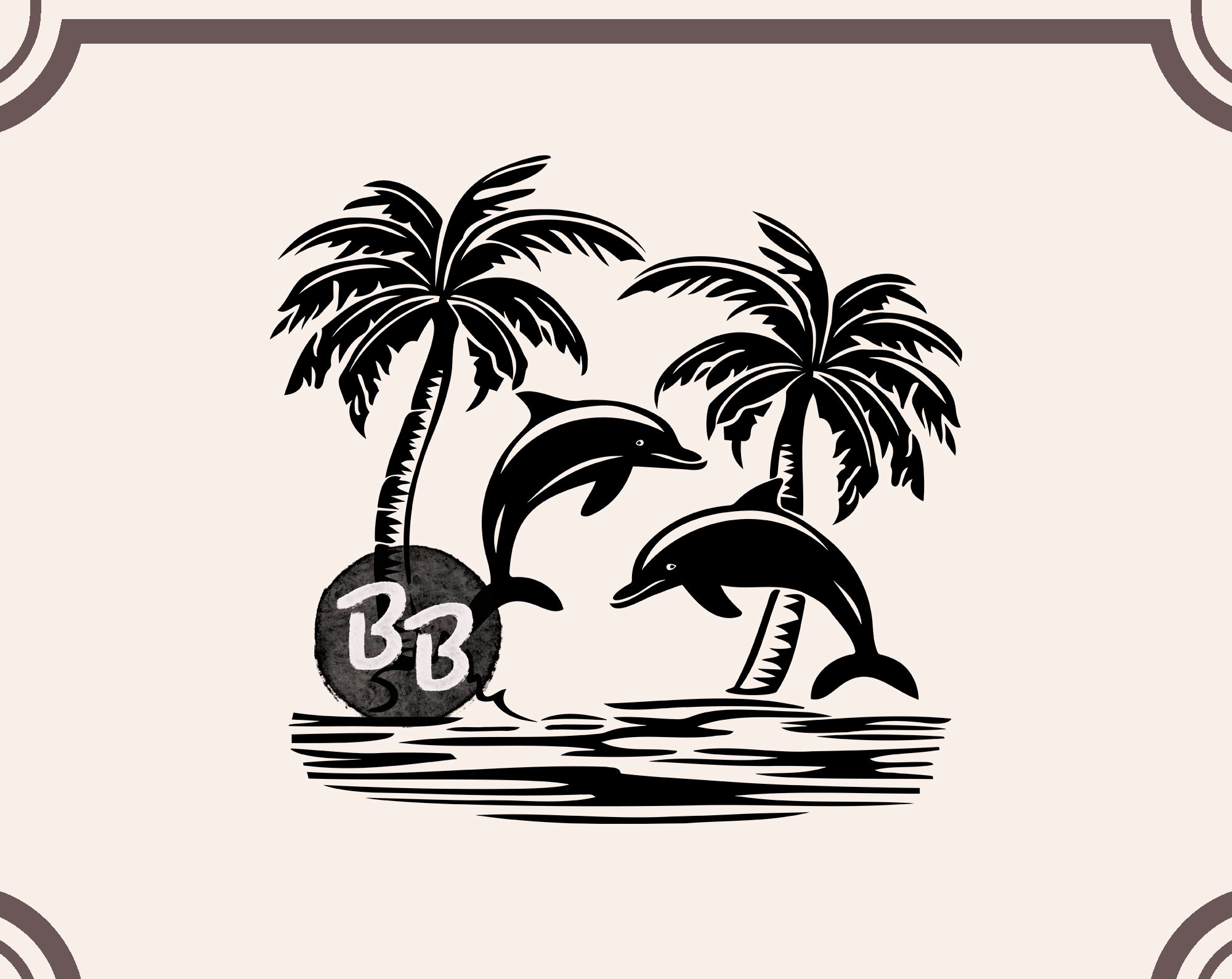 Dolphin Svg Bundle, Beach Sunset Palm Trees, Dolphin Silhouette ...