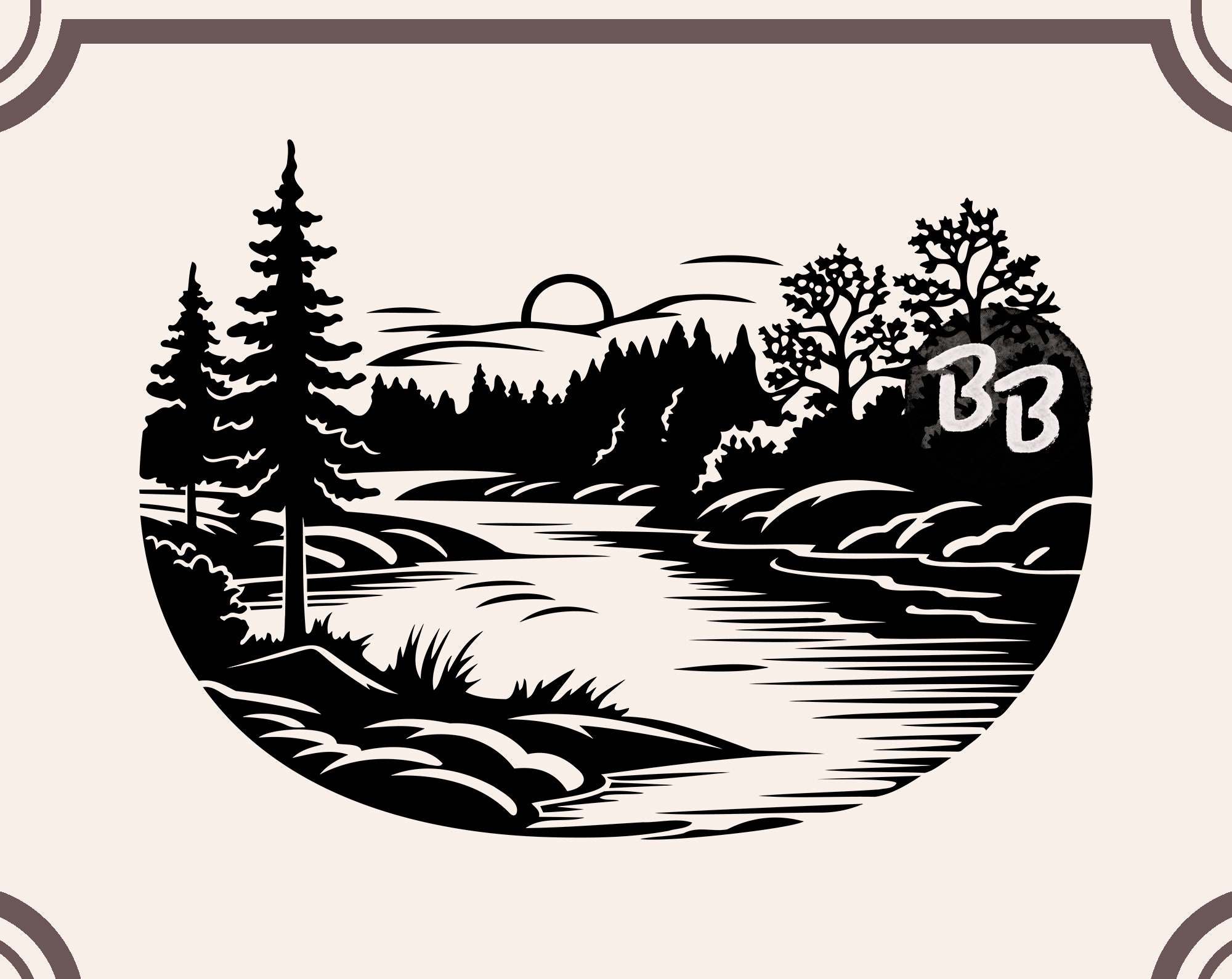 River Scene Svg Bundle, Lake Forest Clipart, River Landscape, River ...