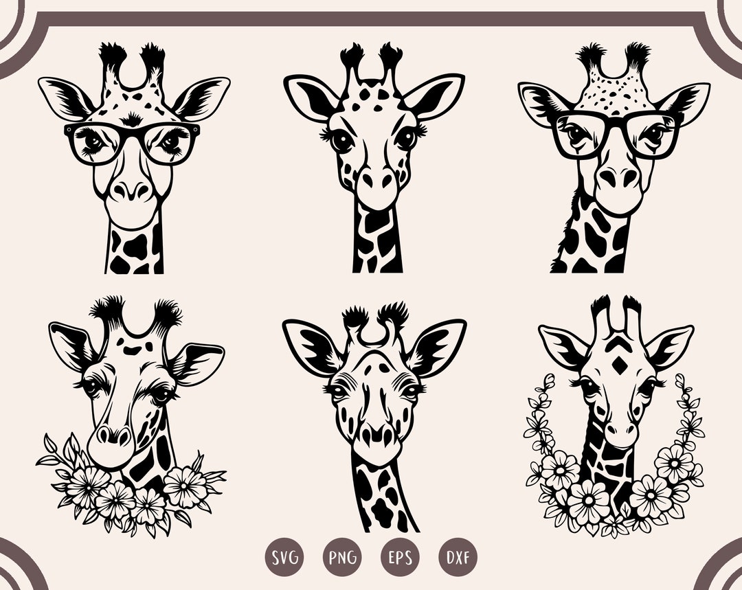 Giraffe Head Svg, Funny Giraffe Svg Bundle, Giraffe Face Svg, Cute ...