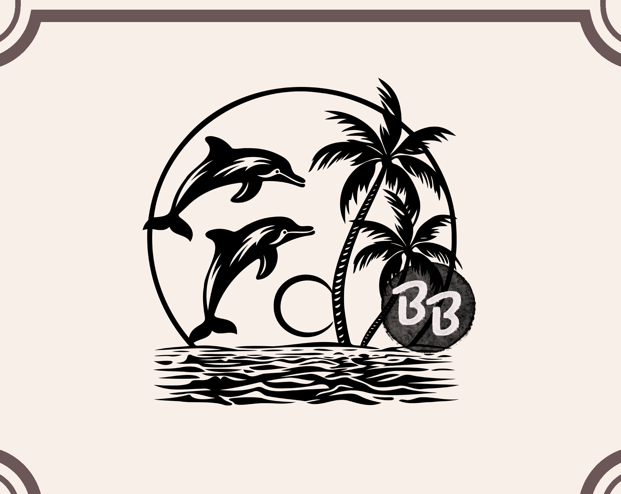 Dolphin Svg Bundle, Beach Sunset Palm Trees, Dolphin Silhouette ...